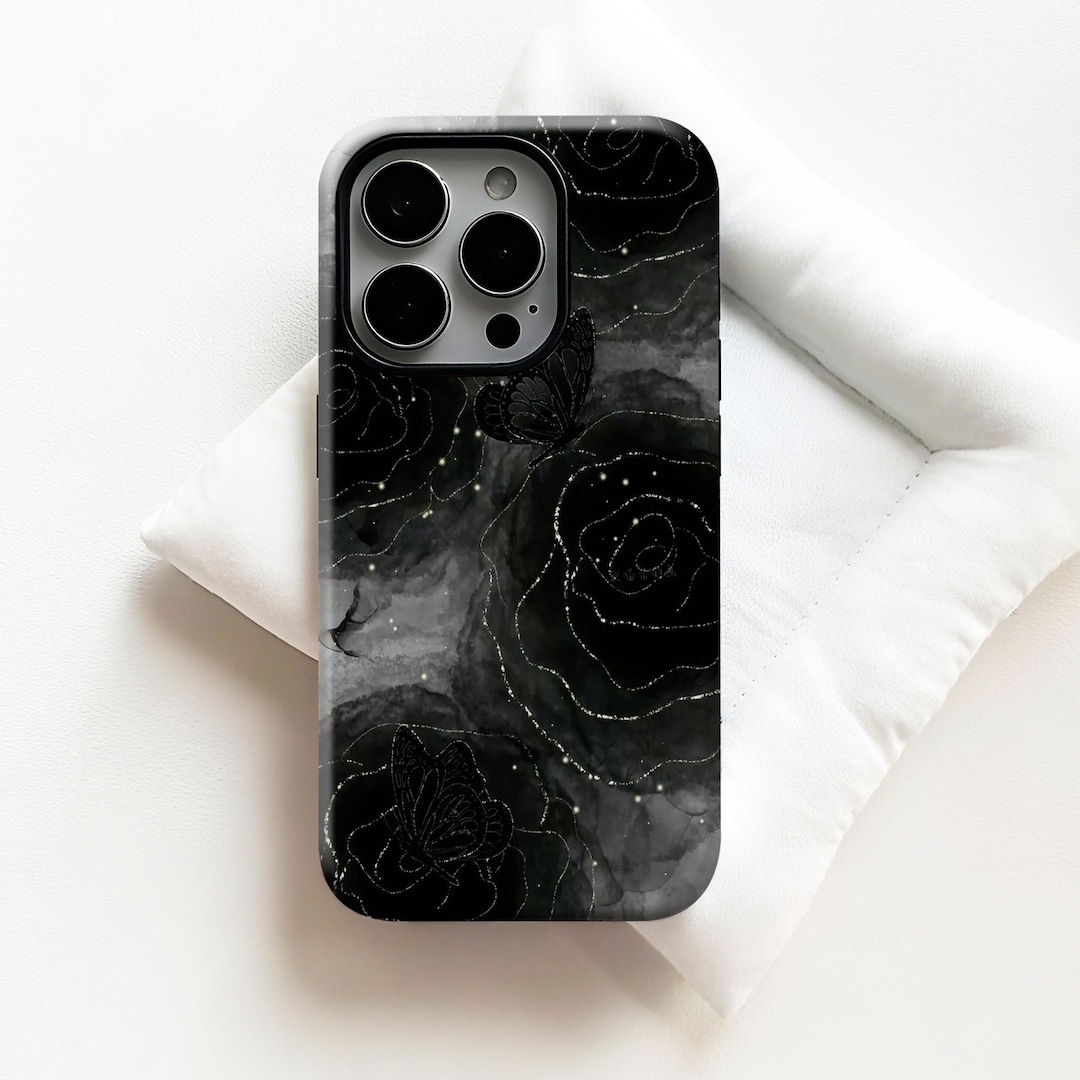 Black Rose and Butterfly Phone Case,dark Romantic Ink Painting Lines ...