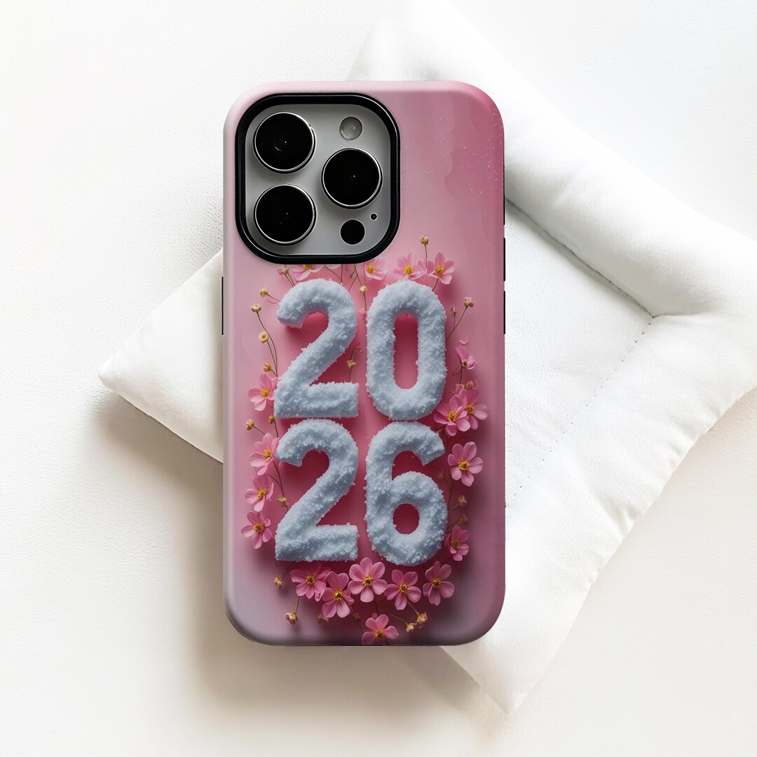 2026 New Year Phone Case,sweet Pink Flower Numbers,celebrating ...