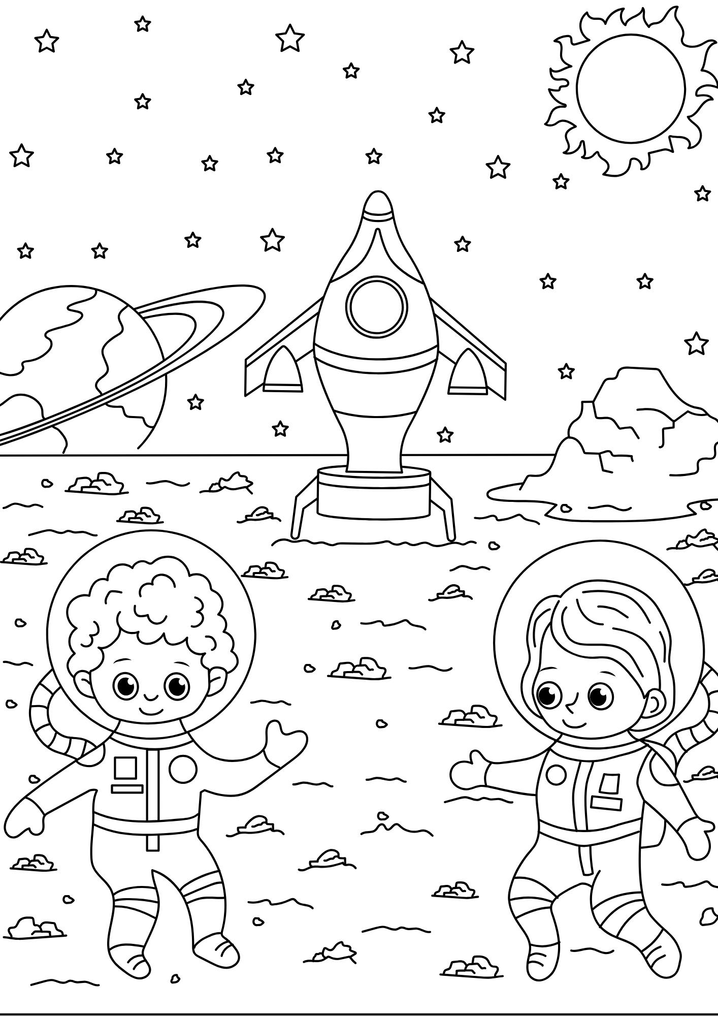 Space Coloring Book: Astronauts, Rockets, Planets - 20 Printable Pages ...