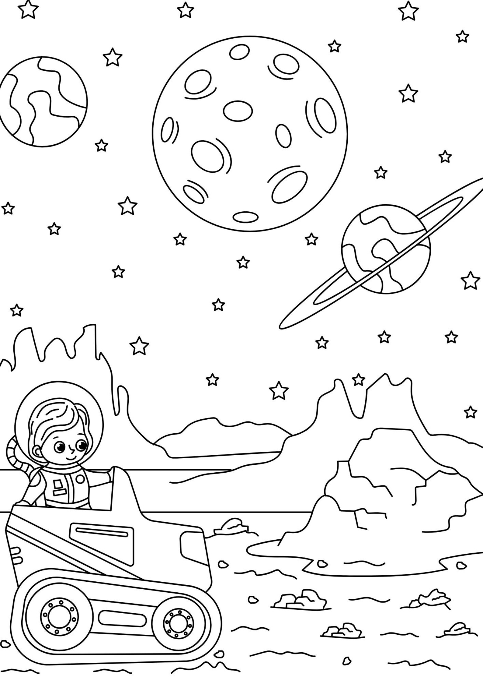 Space Coloring Book: Astronauts, Rockets, Planets - 20 Printable Pages ...