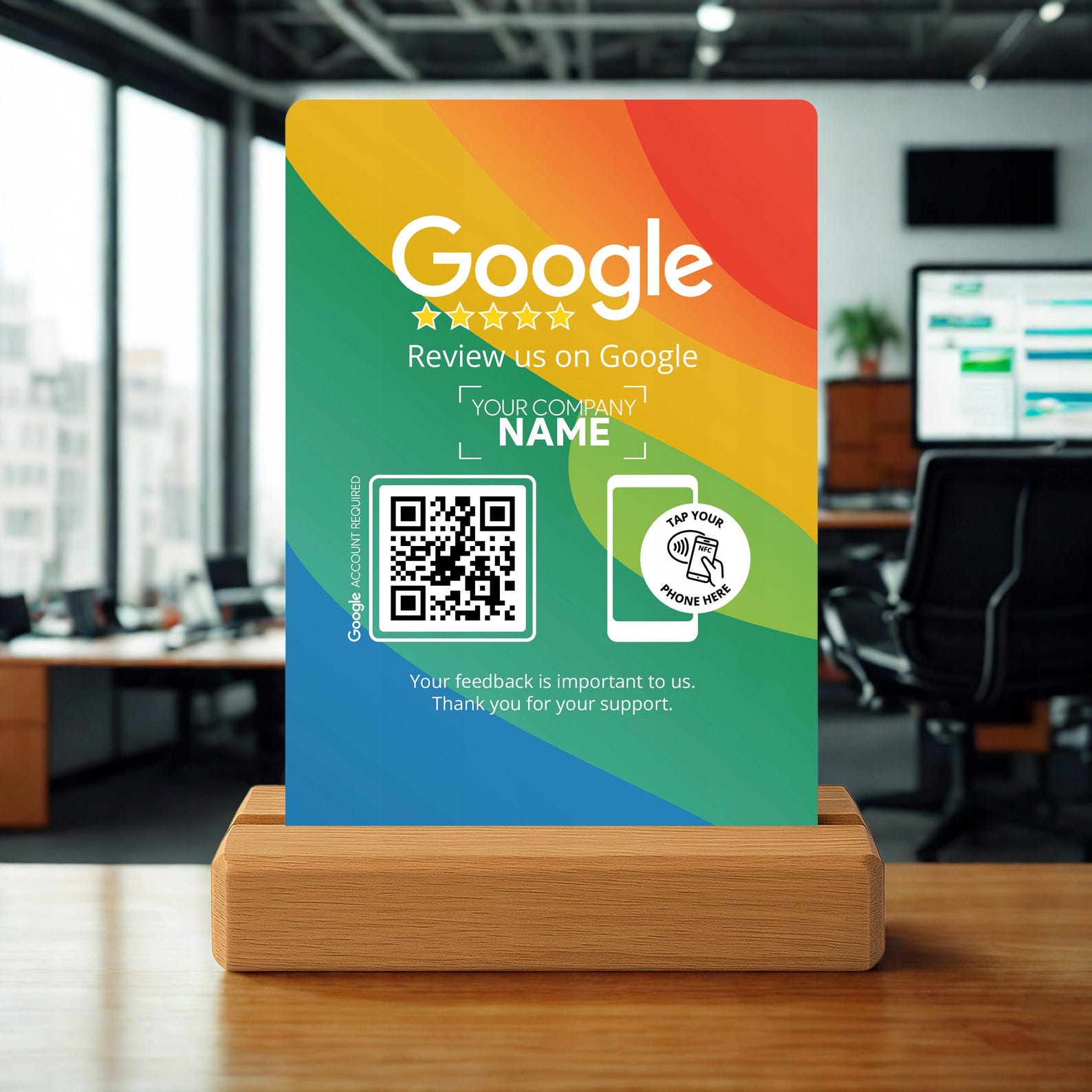 Google Review Stand With NFC & QR – English “review Us on Google” With ...