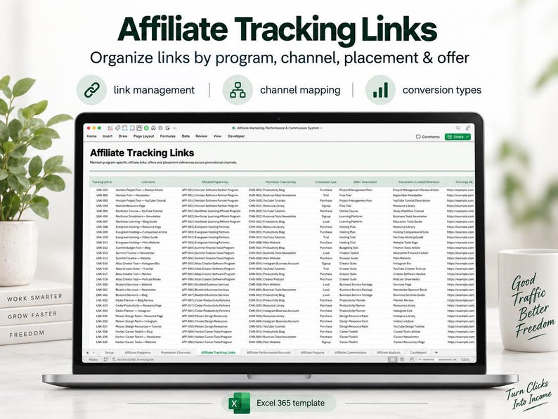 Affiliate Marketing Tracker Excel | Commission & Payout Tracker ...