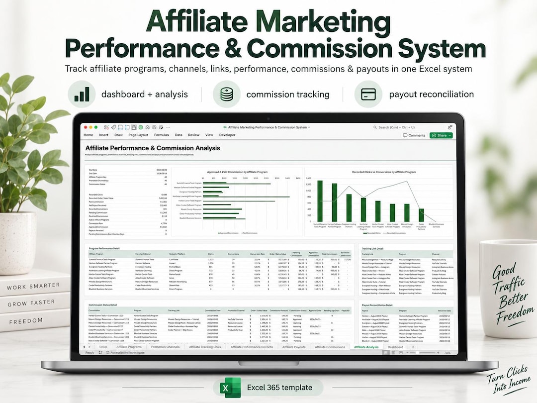 Affiliate Marketing Tracker Excel | Commission & Payout Tracker ...
