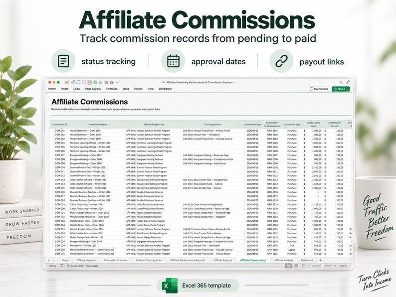 Affiliate Marketing Tracker Excel | Commission & Payout Tracker ...