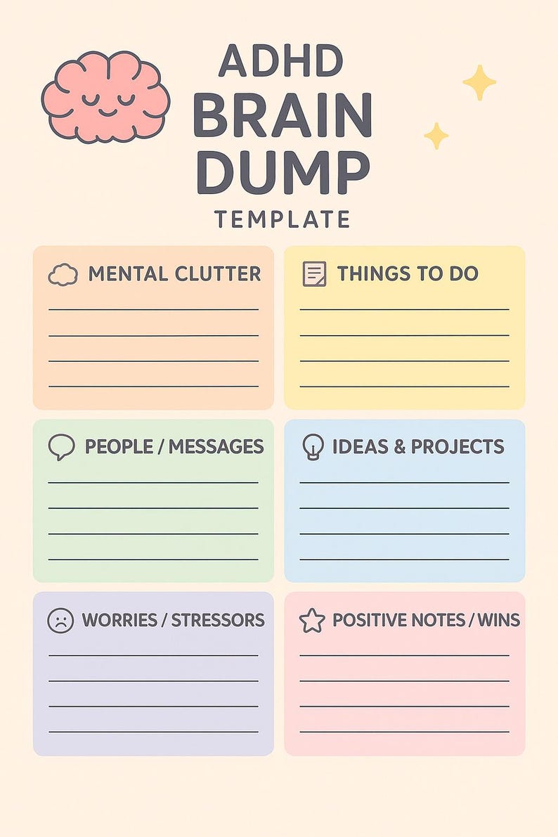 ADHD Brain Dump Template - Etsy