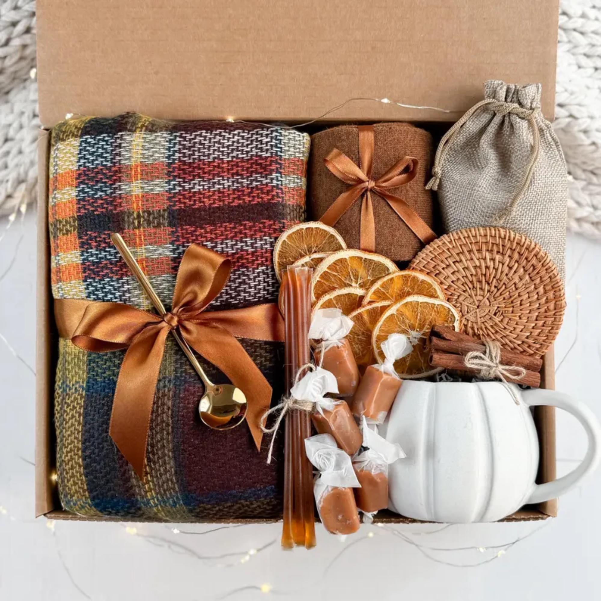 Fall Comfort Gift Box: Cozy Blanket, Mug & Treats - Etsy