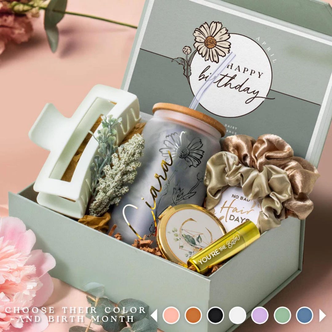 September or October Birthday Flower Gift Box for Her, Birth Month Idea ...