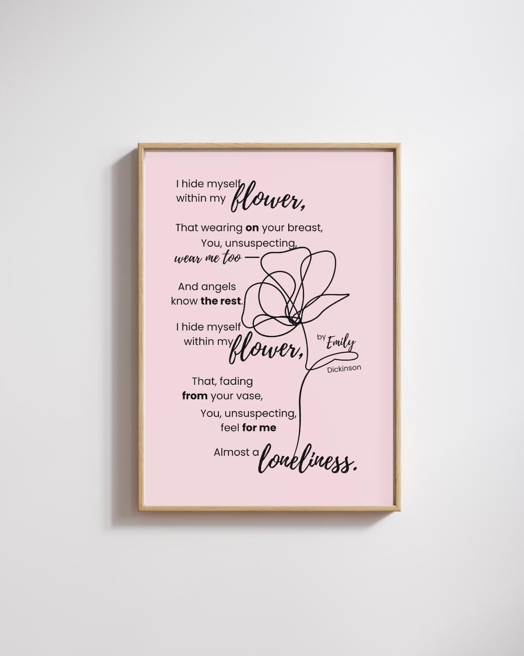 Emily Dickinson Poem Print – “I Hide Myself Within My Flower” – Modern ...