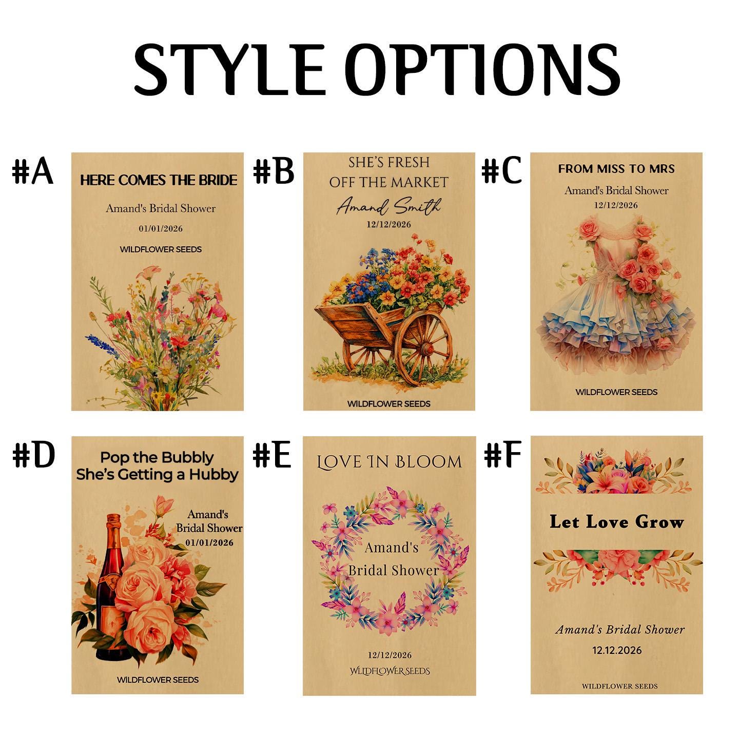 Custom Bridal Shower Seed Packets, Retro Wedding Shower Favors, Fresh ...