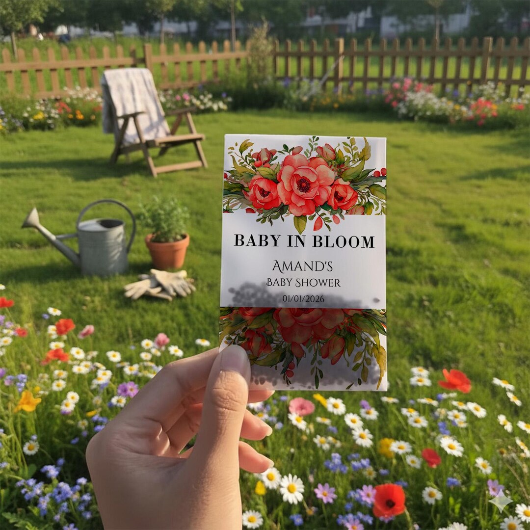 Baby in Bloom Seed Packets, Custom Baby Shower Wildflower Seed Favors ...