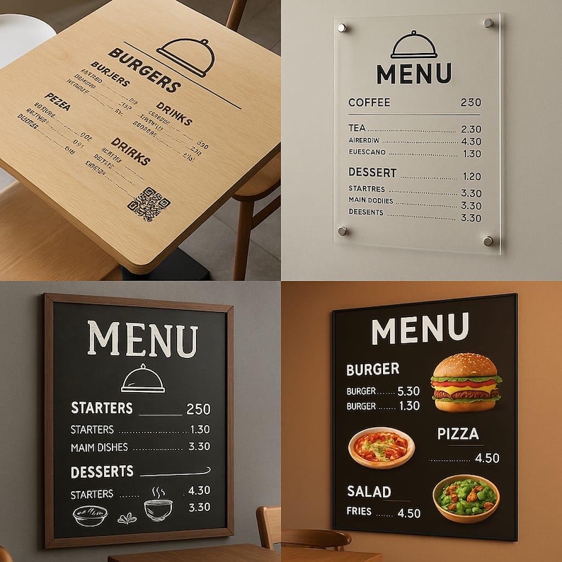 Custom Acrylic Restaurant Menu Board | Modern Price List Display - Etsy