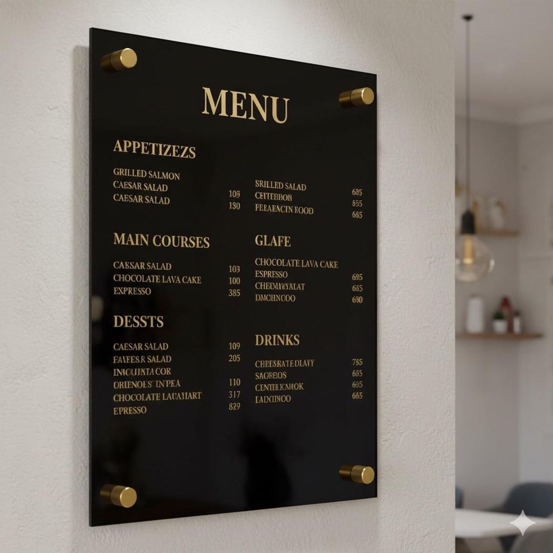 Custom Acrylic Restaurant Menu Board | Modern Price List Display - Etsy