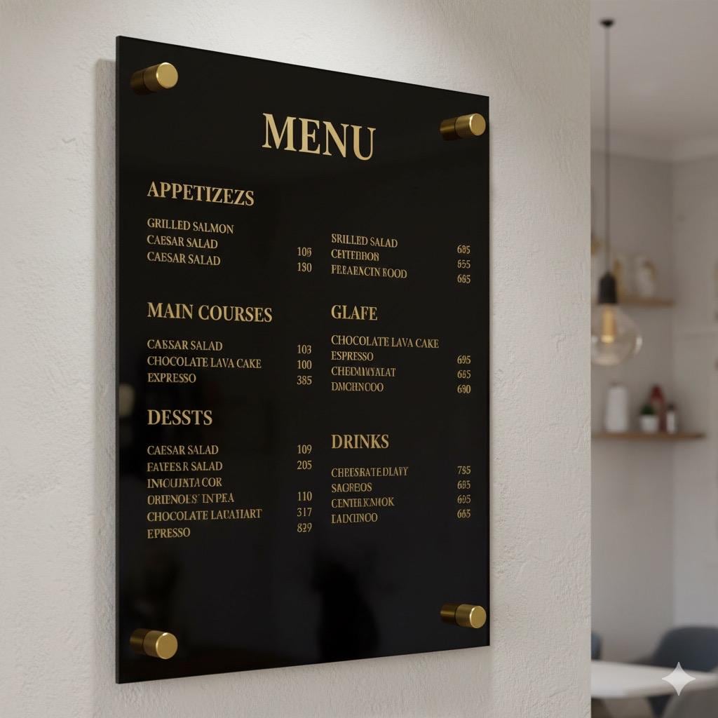 Custom Acrylic Restaurant Menu Board | Modern Price List Display - Etsy