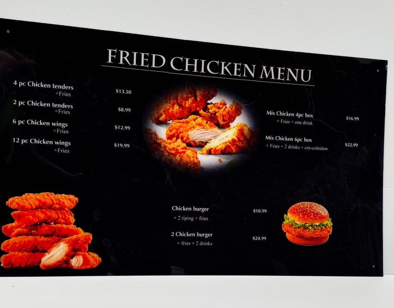 Custom Acrylic Restaurant Menu Board | Modern Price List Display - Etsy