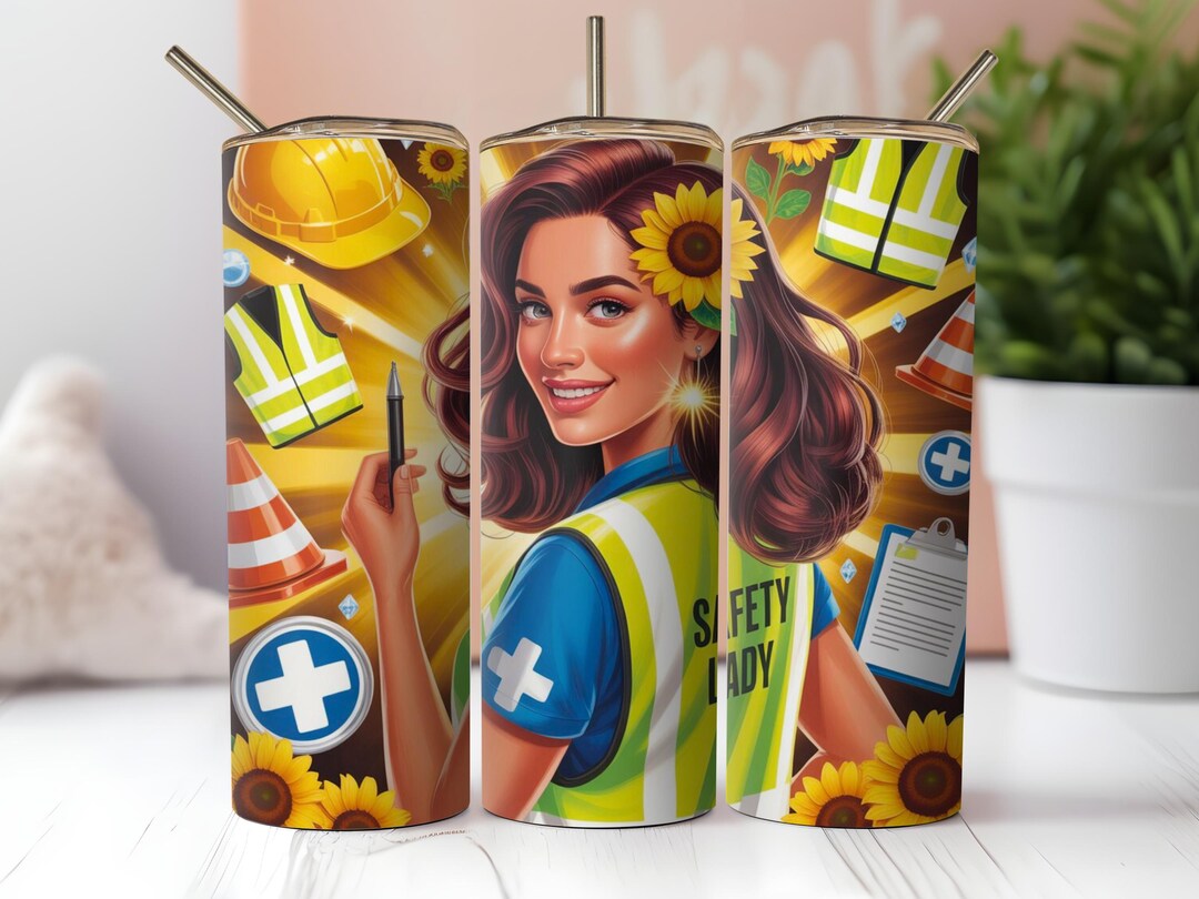 Safety Lady Tumbler Wrap PNG: Workplace Squad Sublimation Design ...