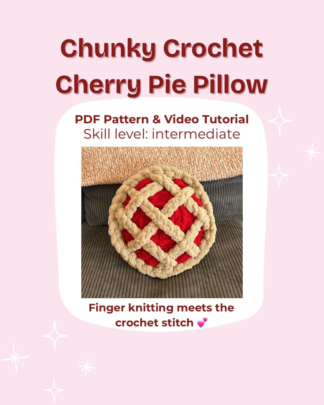 Chunky Cherry Pie Crochet Pattern | Finger Crochet PDF Tutorial With ...