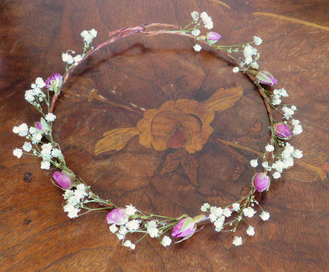 Flower Crown, Rosebud Real Dried Flowers, Dried Flower Crown Halo ...