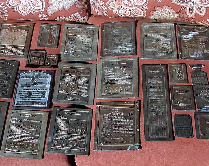 Old Advertising Printing Press Plates Heavy Lead and Other Metals ...