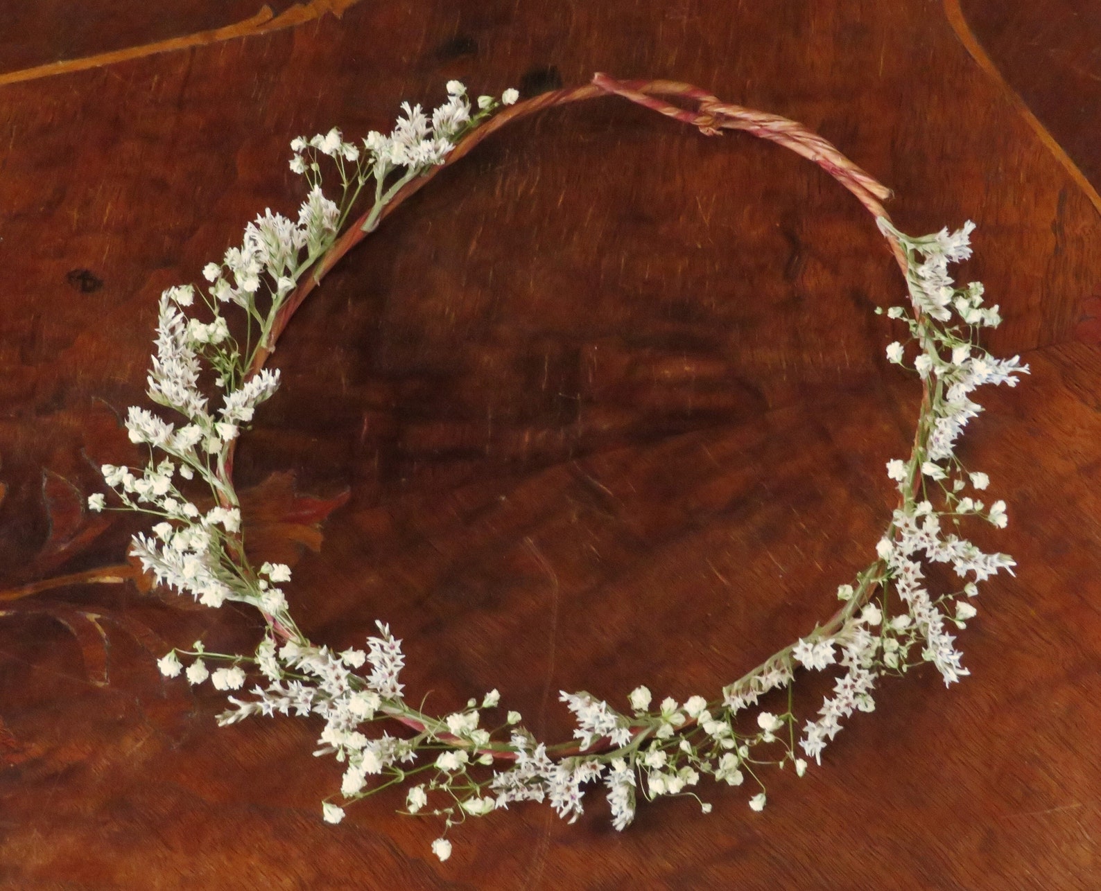 Real Dried Babys Breath and Statice Flower Crown: Ivory Wedding Tiara ...