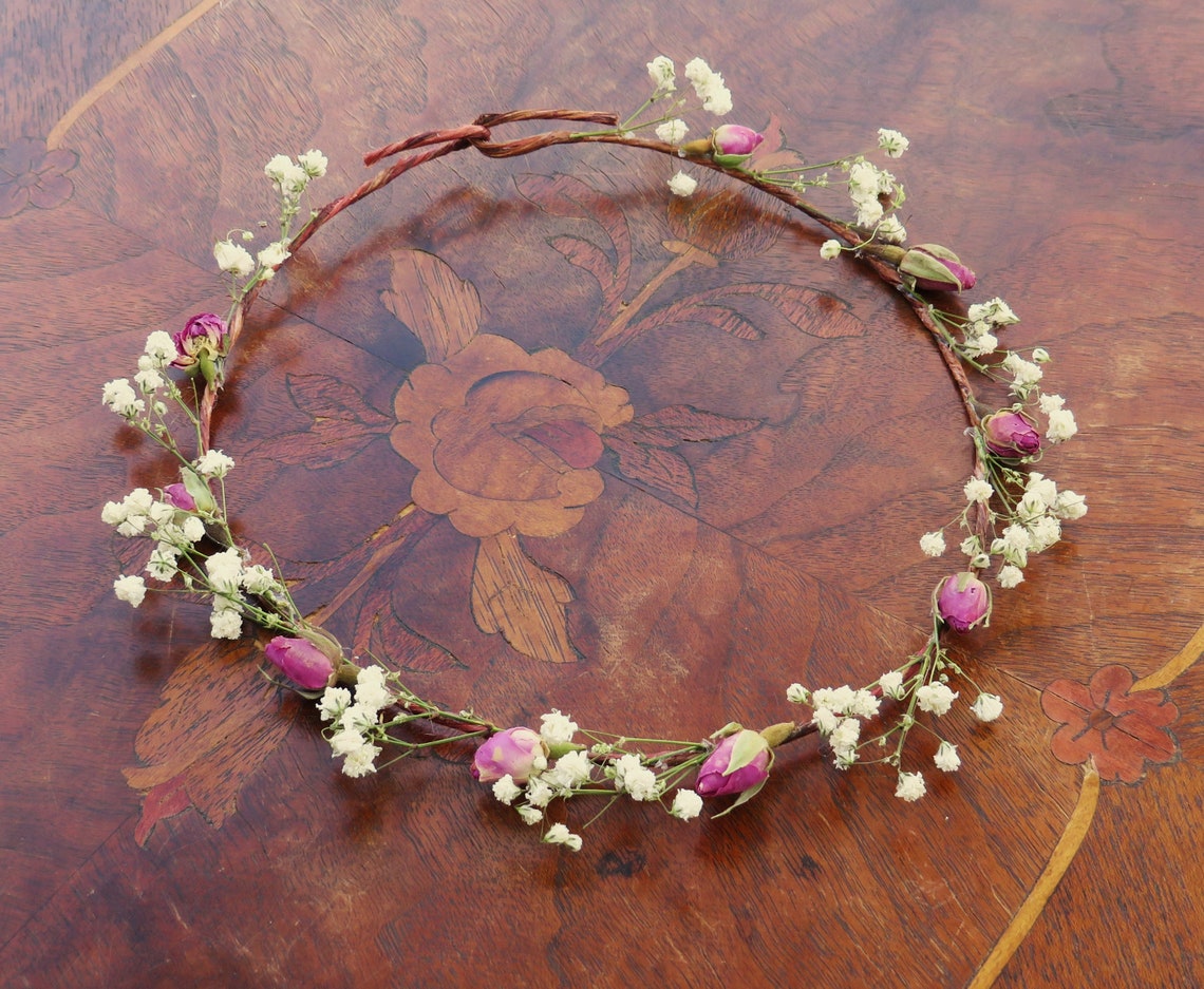 Flower Crown Rosebud Real Dried Flowers Dried Flower Crown - Etsy