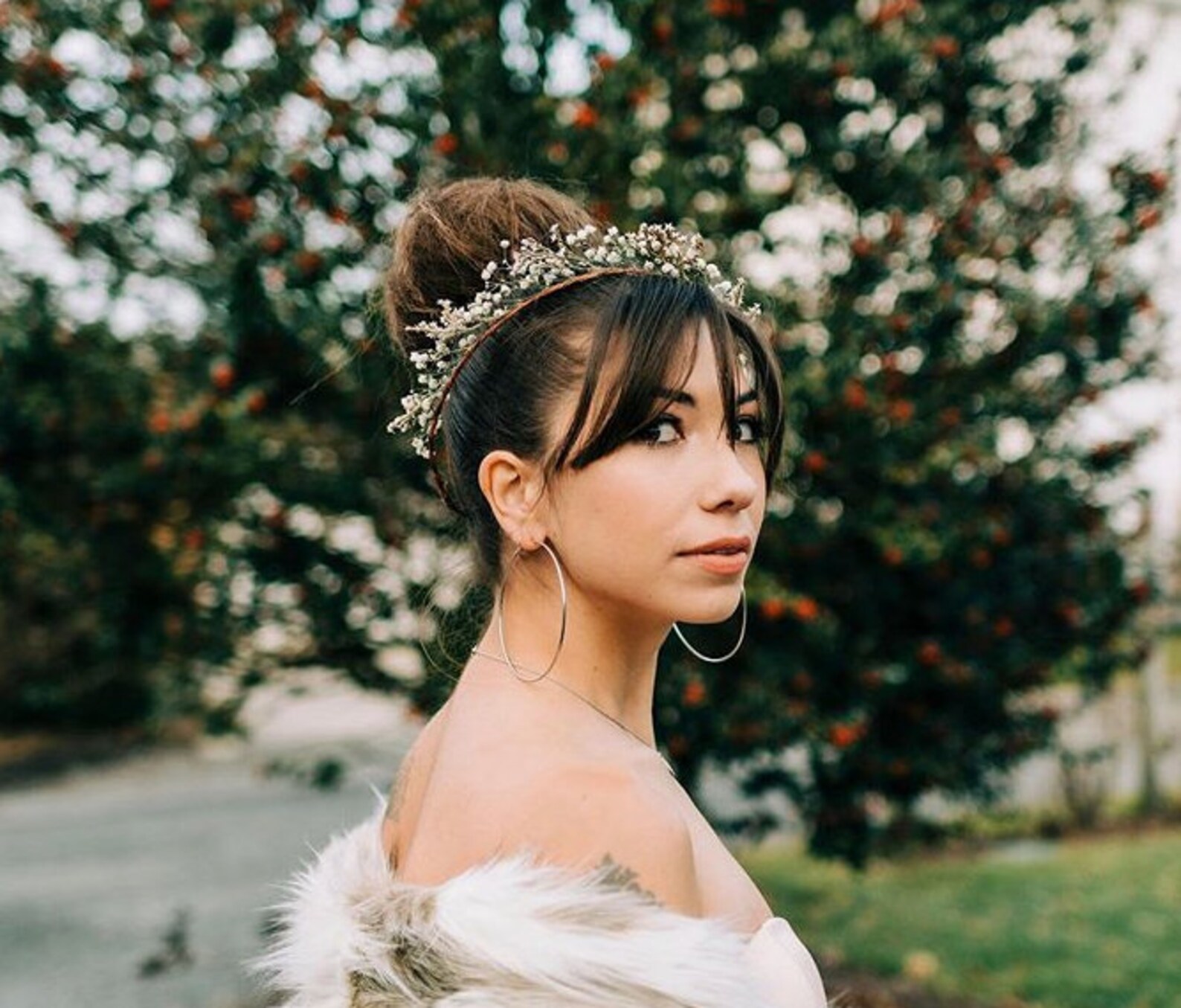 Real Dried Babys Breath and Statice Flower Crown: Ivory Wedding Tiara ...