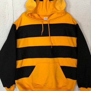 Bumble Bee Hooded Sweatshirt, Bee Hoodie, Yellow With Black Stripes ...