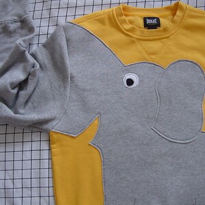Elephant Sweatshirt, Yellow Elephant Trunk Sleeve Sweatshirt, Elephant ...