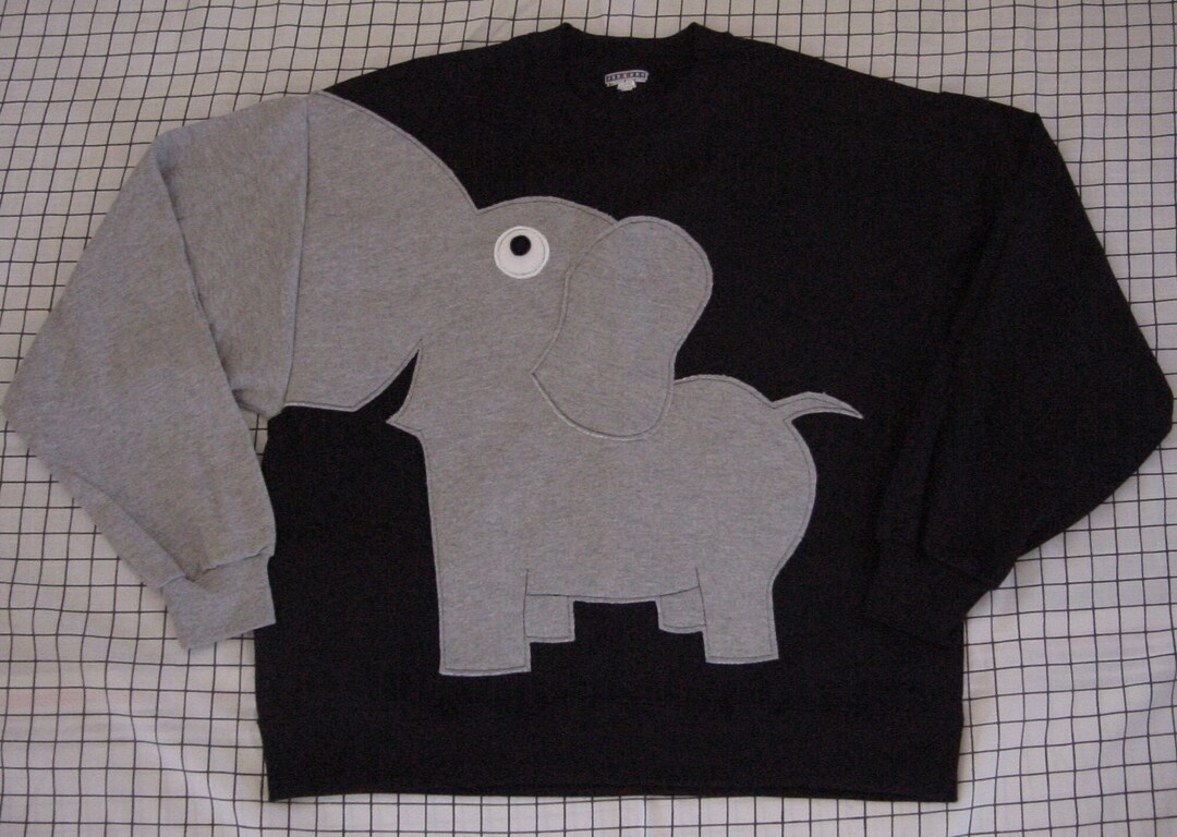 Black Sweatshirt With Elephant Trunk Sleeve, Elephant Sweatshirt, Adult ...