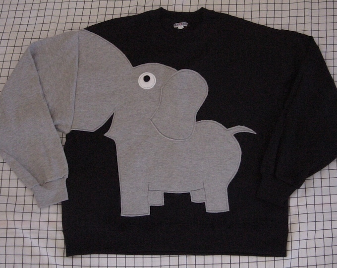 Black Sweatshirt With Elephant Trunk Sleeve, Elephant Sweatshirt, Adult ...