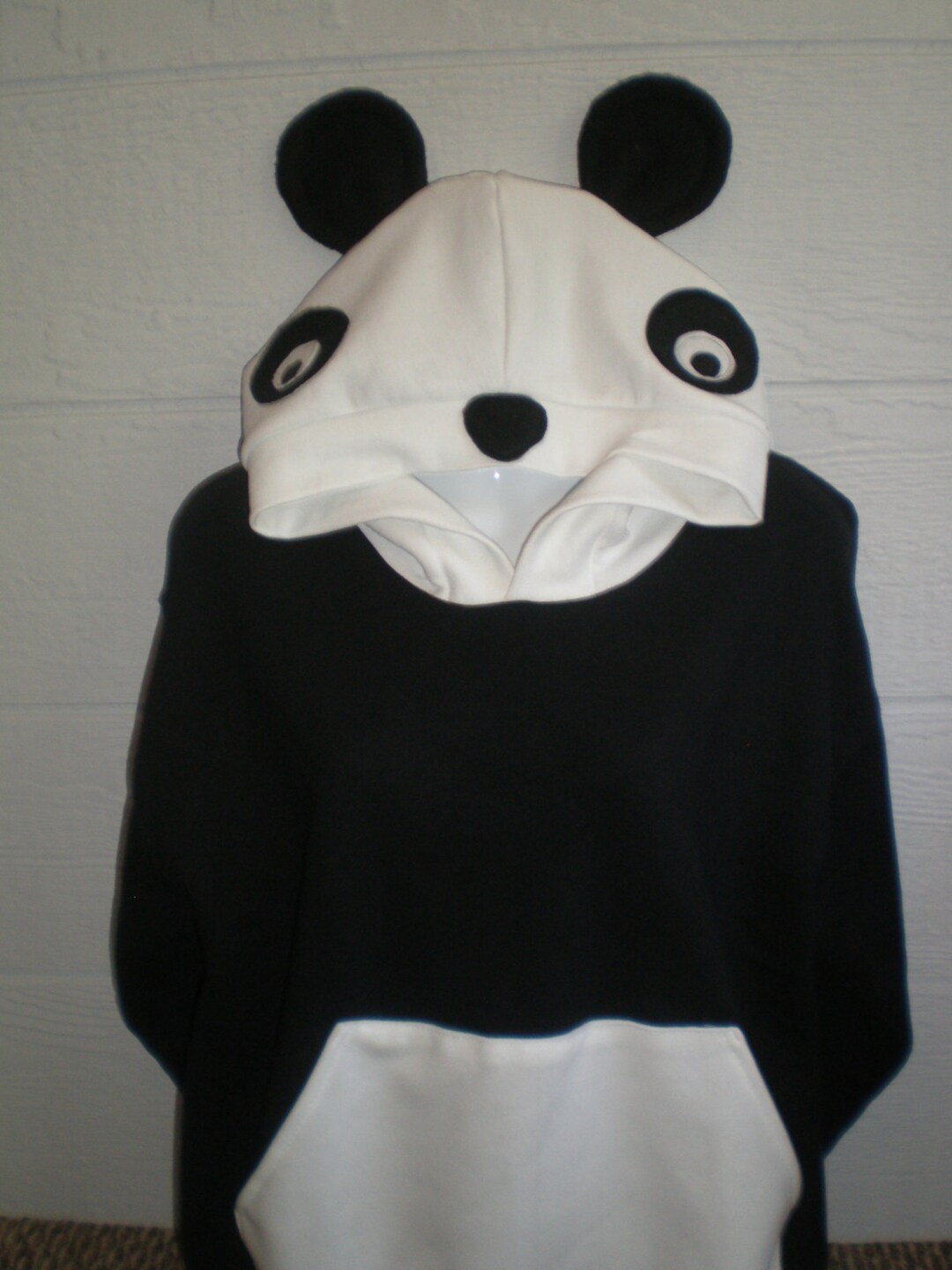 Panda Hoodie, Pullover Hooded Panda Sweatshirt, Black and White Panda ...