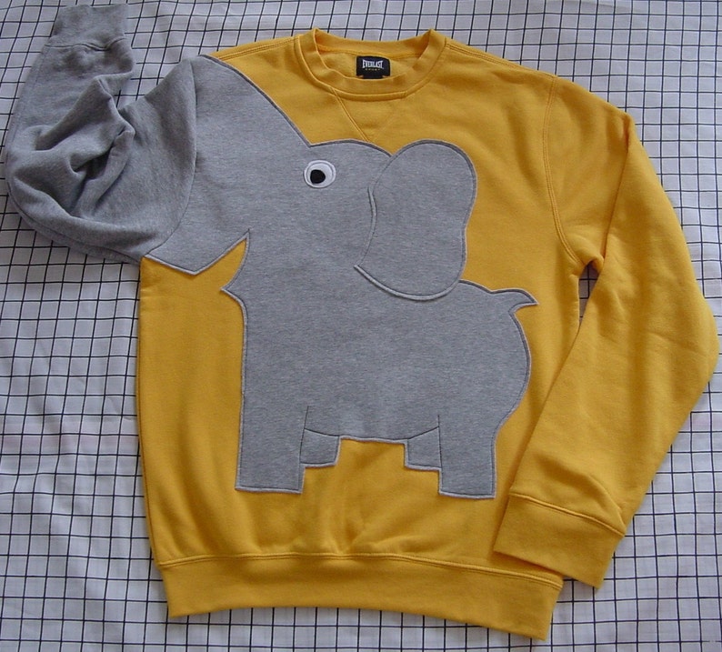 Elephant Sweatshirt Yellow Elephant Trunk Sleeve Sweatshirt - Etsy