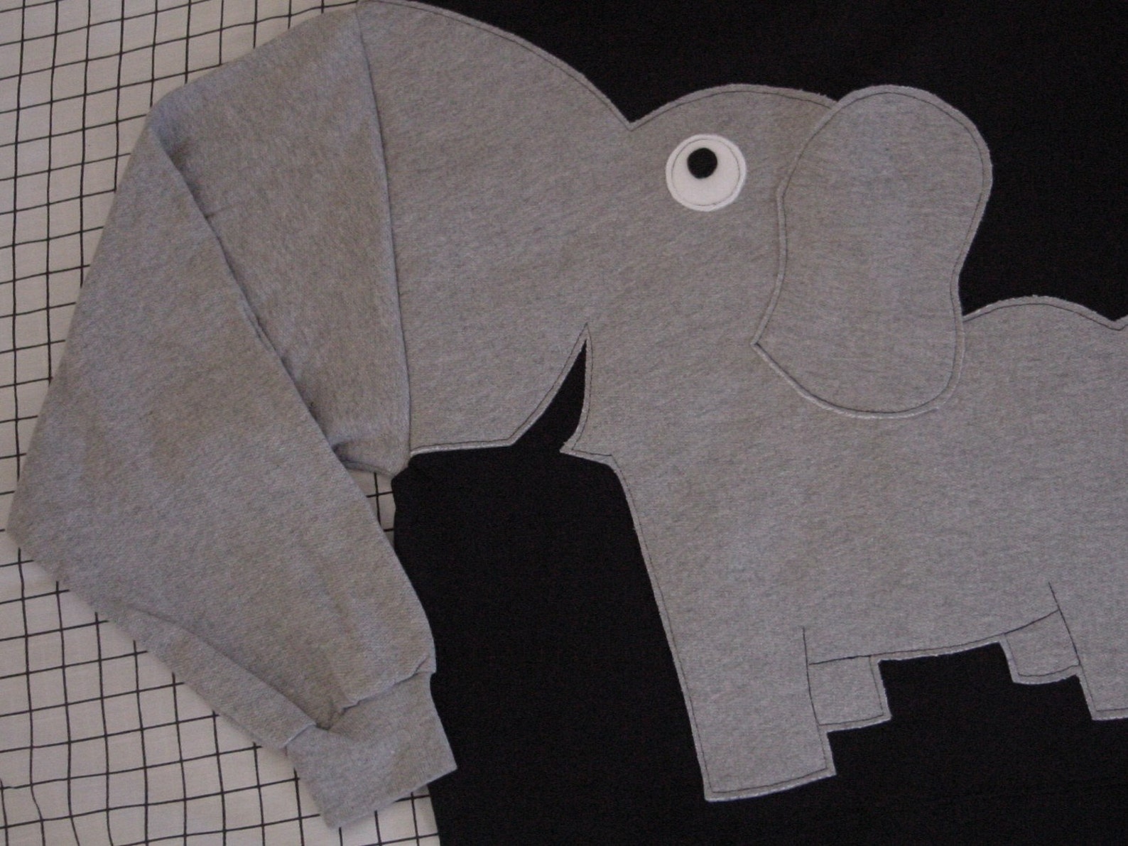 Black Sweatshirt With Elephant Trunk Sleeve Elephant - Etsy