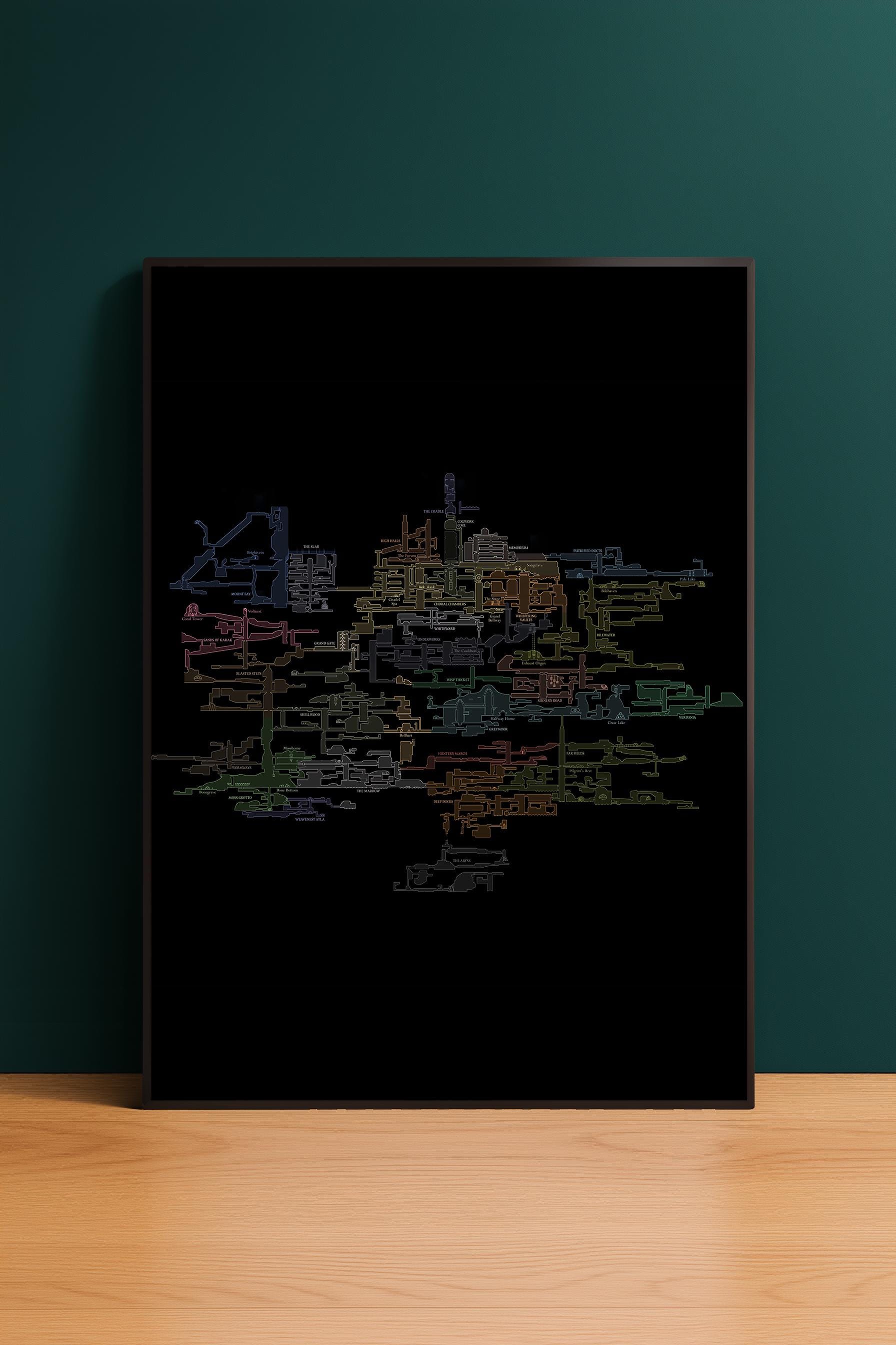 Hollow Knight Silksong Map Poster: Pharloom Digital Print (digital ...
