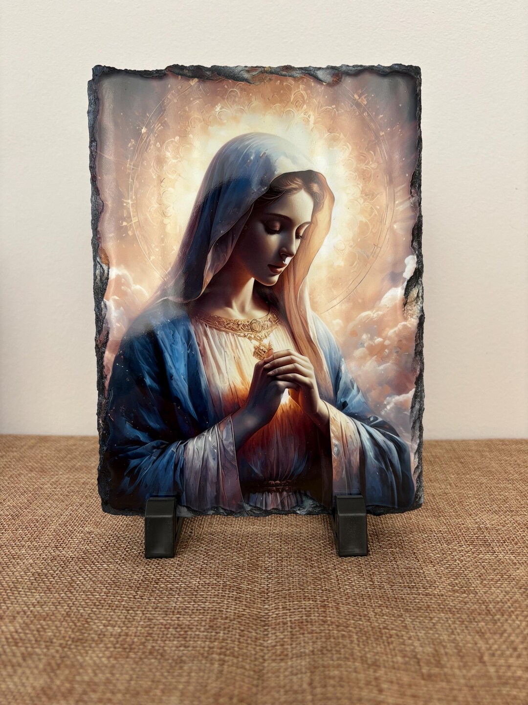 3D Religious Slate Plaque - Virgin Mary in Prayer - Medium Size - Etsy