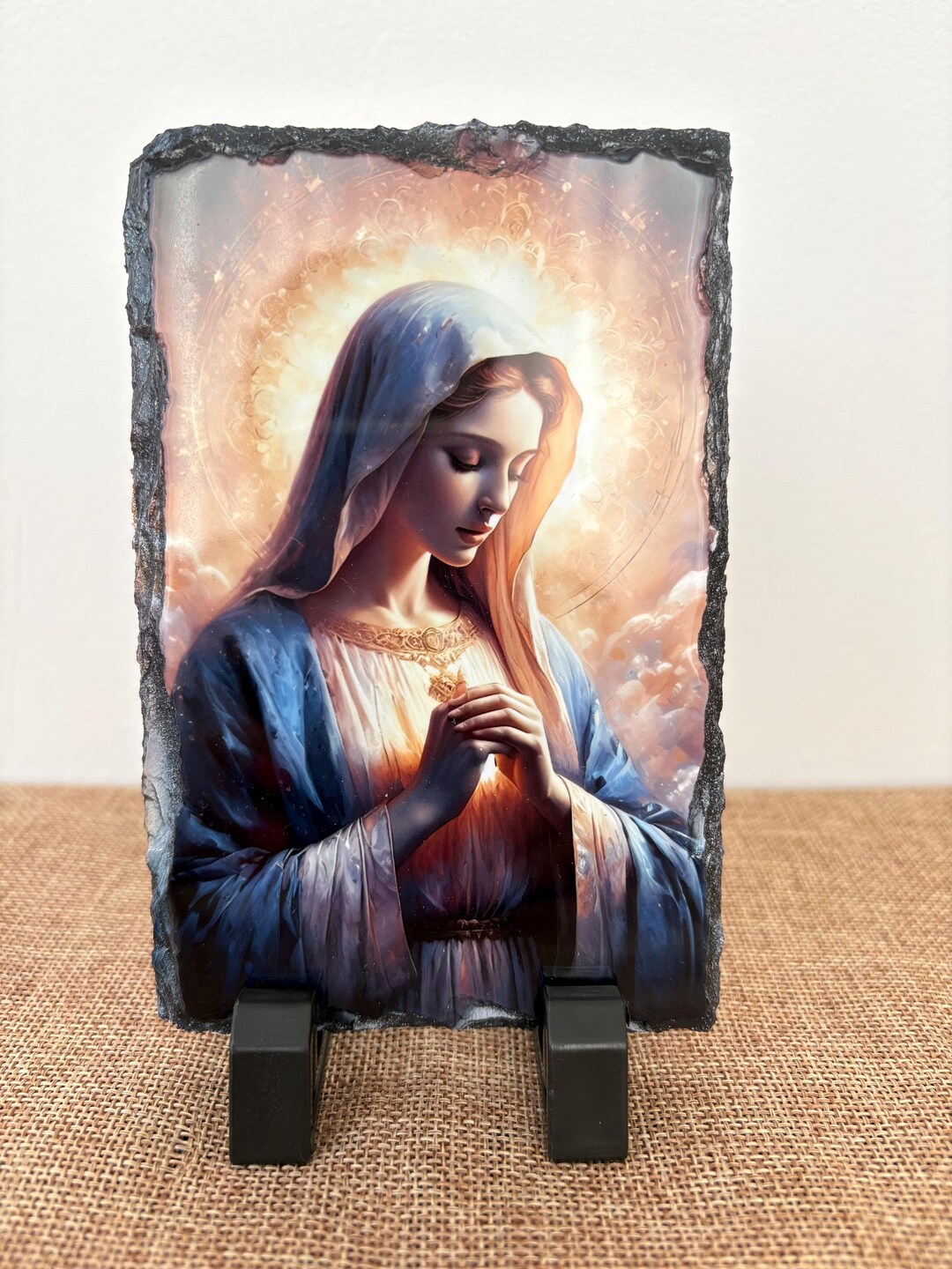 3D Religious Slate Plaque - Virgin Mary in Prayer - Small Size - Etsy UK