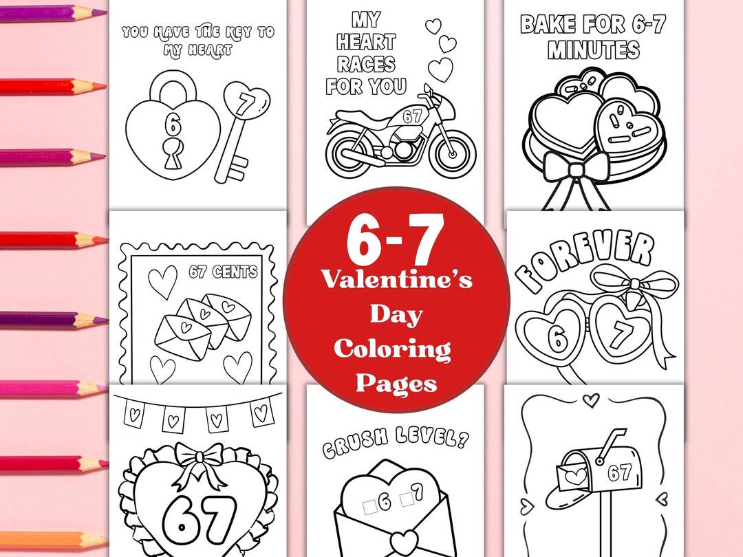 6 7 Coloring Page - Valentines Coloring Pages, Teacher Printable ...