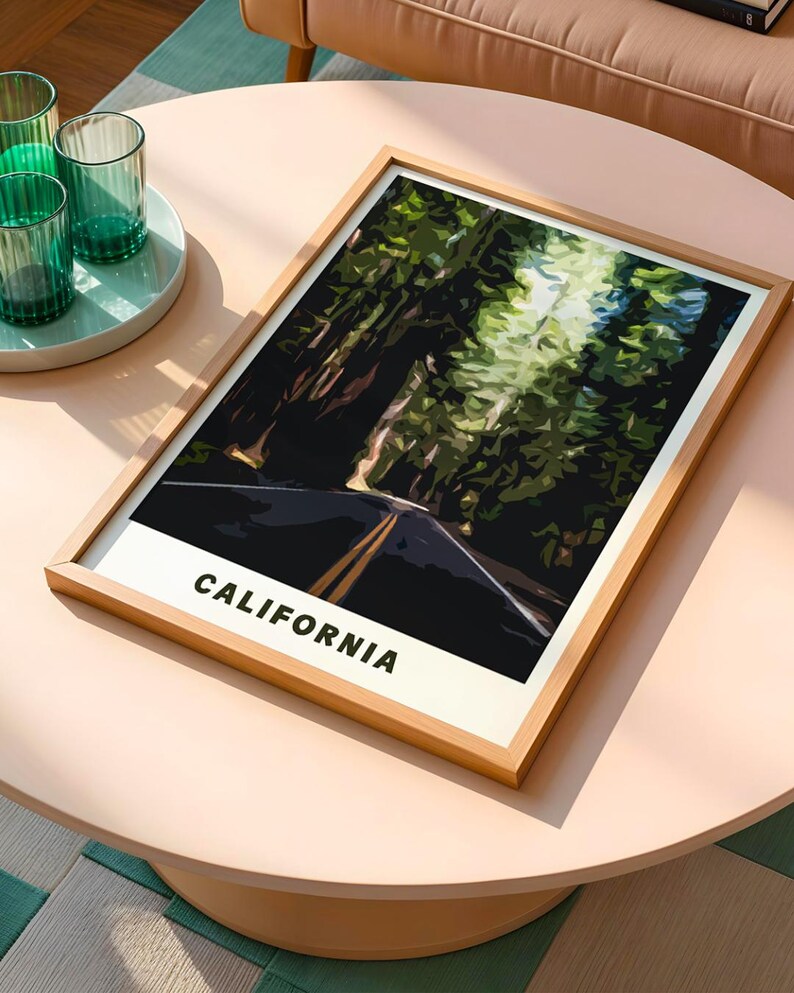 California Wall Art Travel Poster - Forest Landscape Print (digital ...