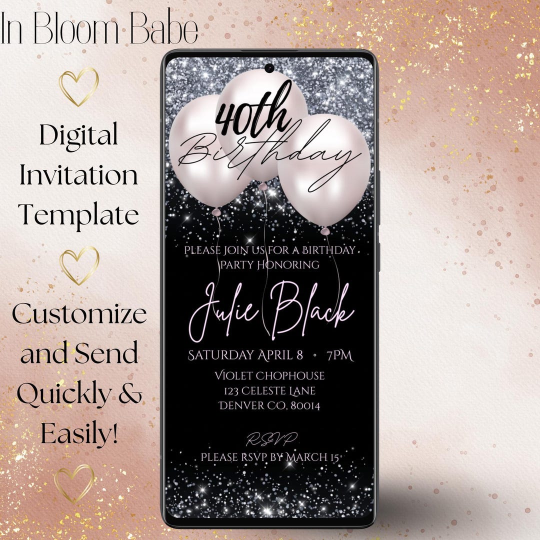 Mobile Birthday Party Invitation Template, Digital Invitation Template ...