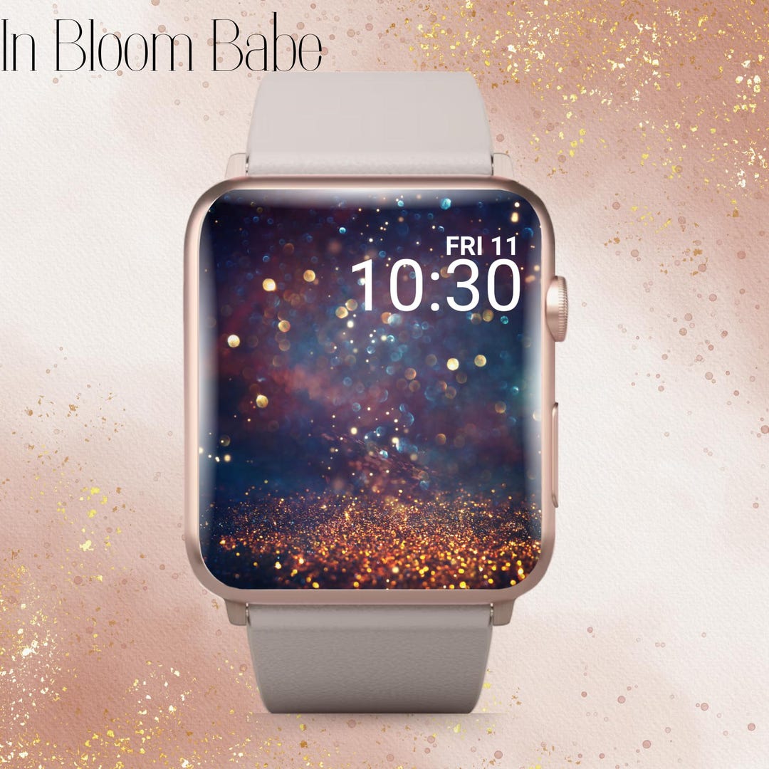 Aesthetic Glitter Apple Watch Wallpaper, Blue Gold Glitter Apple Watch ...