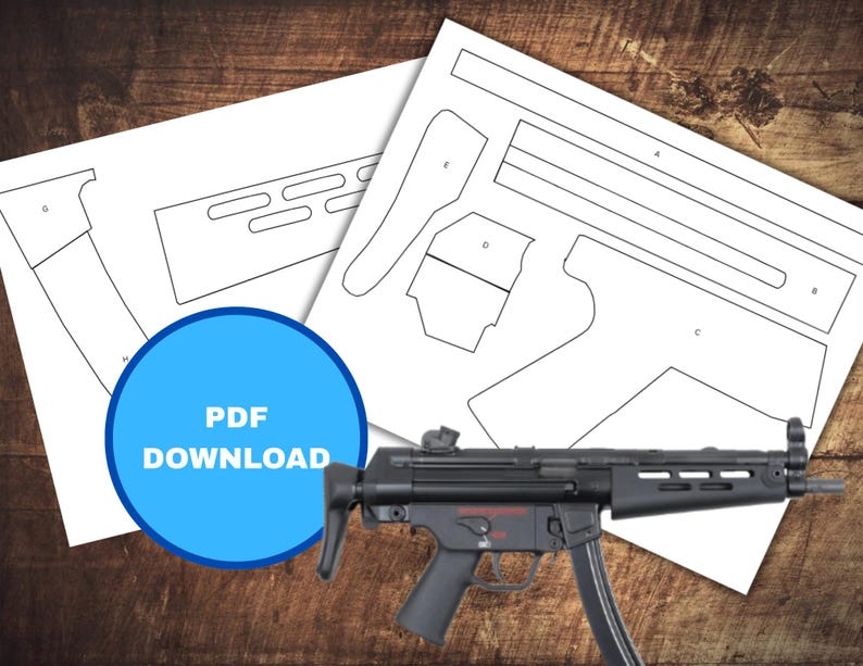 MP5 Submachine Gun Template - Etsy