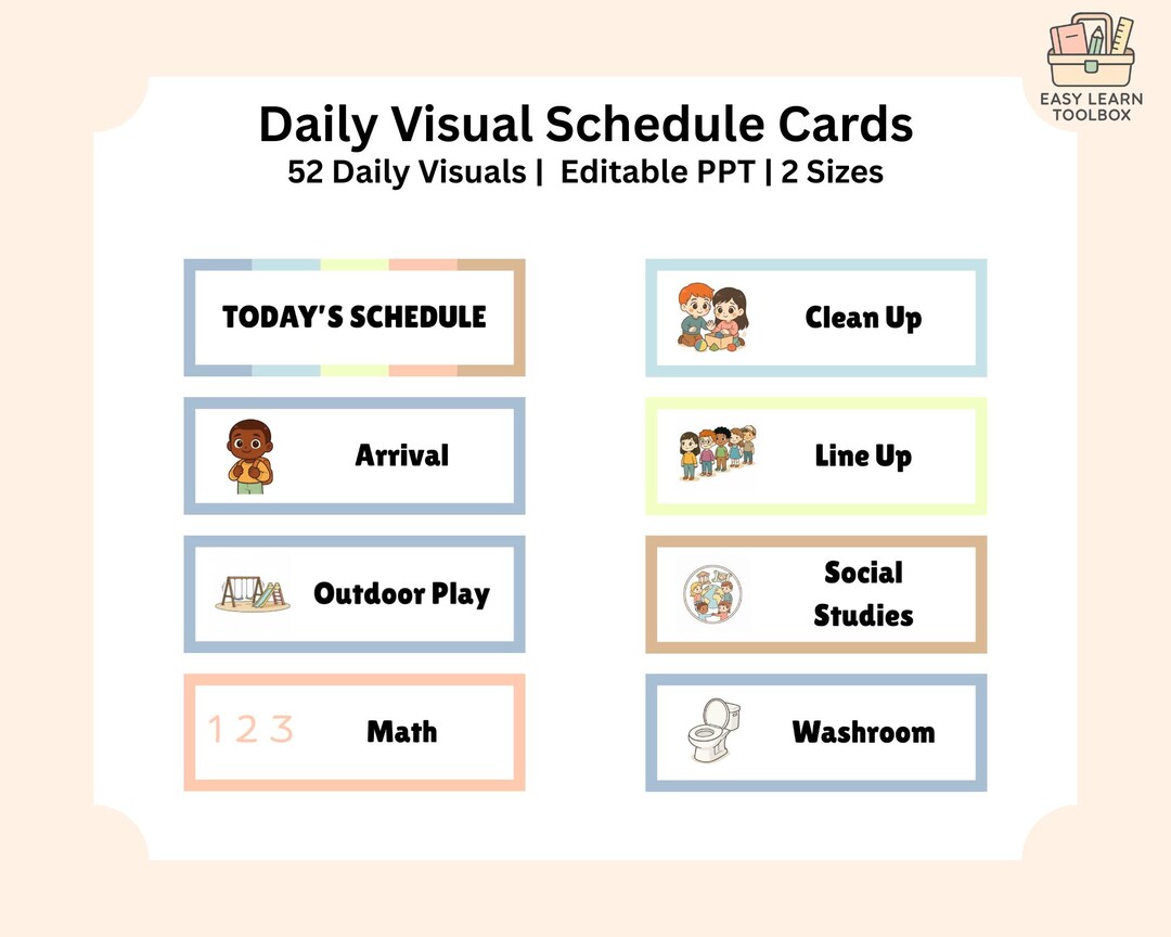 Daily Visual Schedule Cards | Classroom Routine, Preschool (digital ...