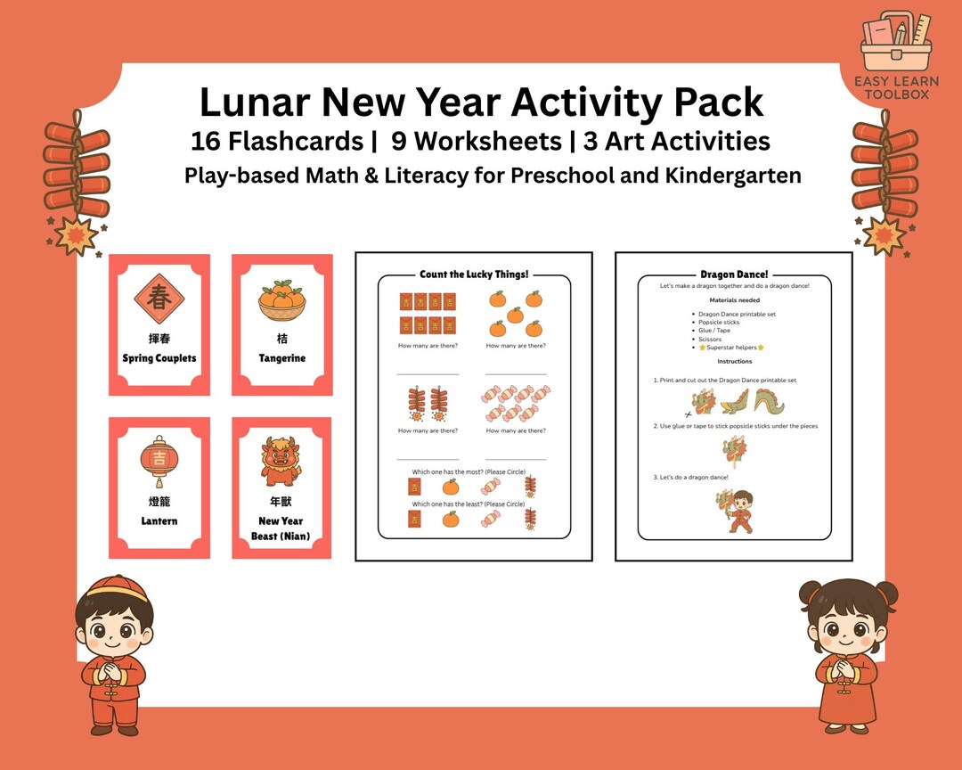 Lunar New Year Activity Pack | Math & Literacy (PDF) - Etsy