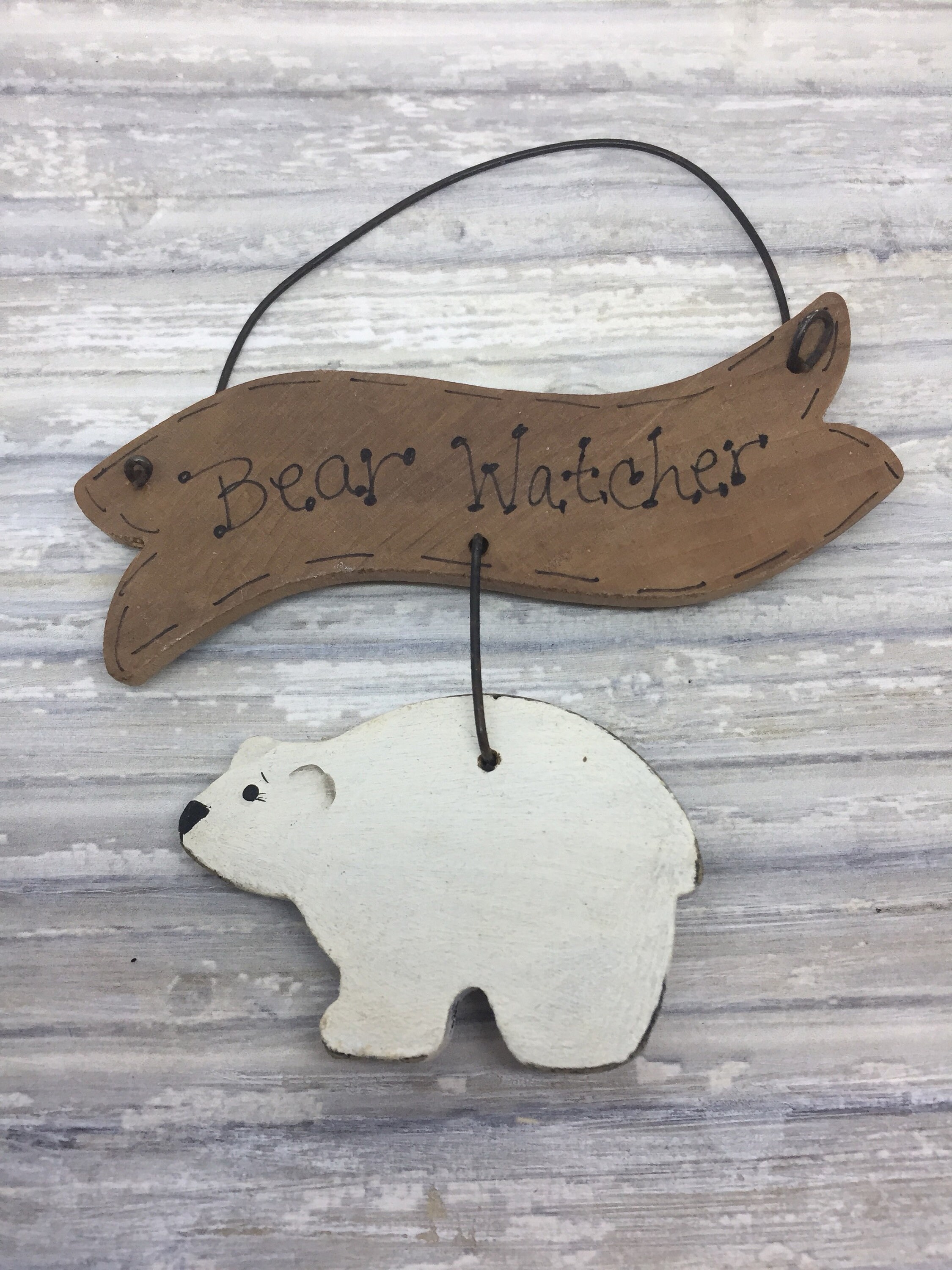 Wooden Polar Bear Christmas Ornament Bear Watcher Camp Decor - Etsy