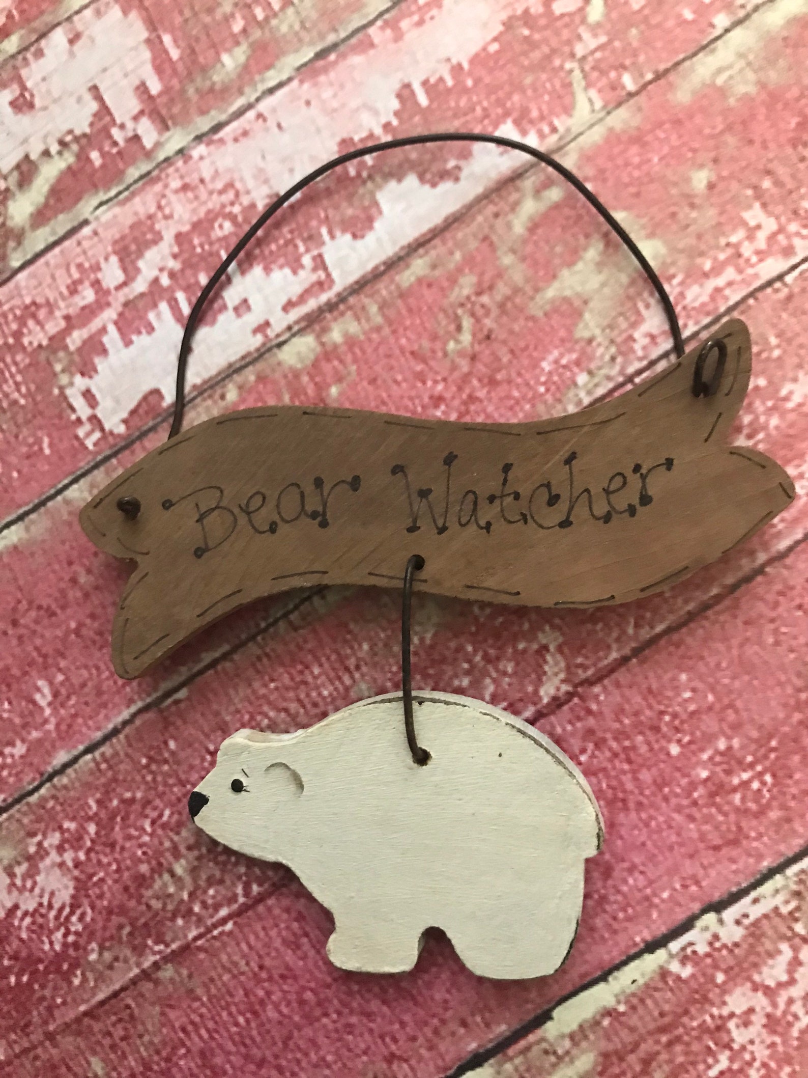 Wooden Polar Bear Christmas Ornament Bear Watcher Camp Decor - Etsy