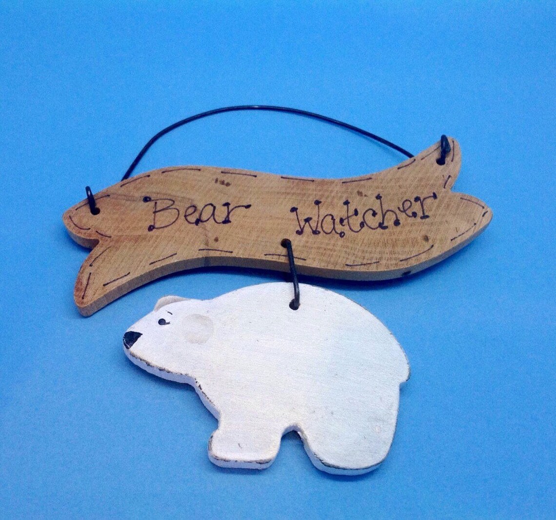 Wooden Polar Bear Christmas Ornament Bear Watcher Camp Decor - Etsy