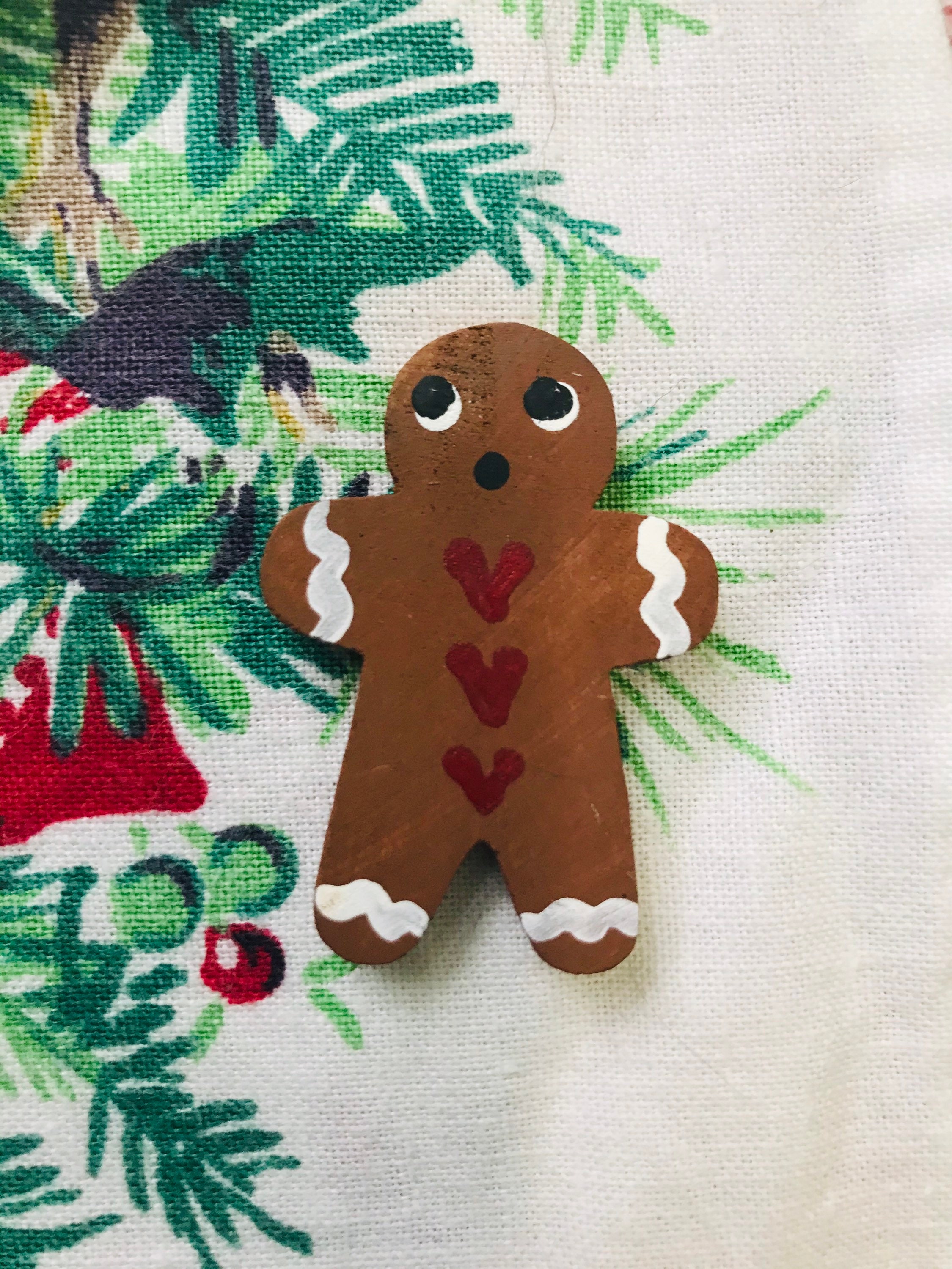 Wood Gingerbread Man Brooch Holiday Pin Christmas Brooch | Etsy