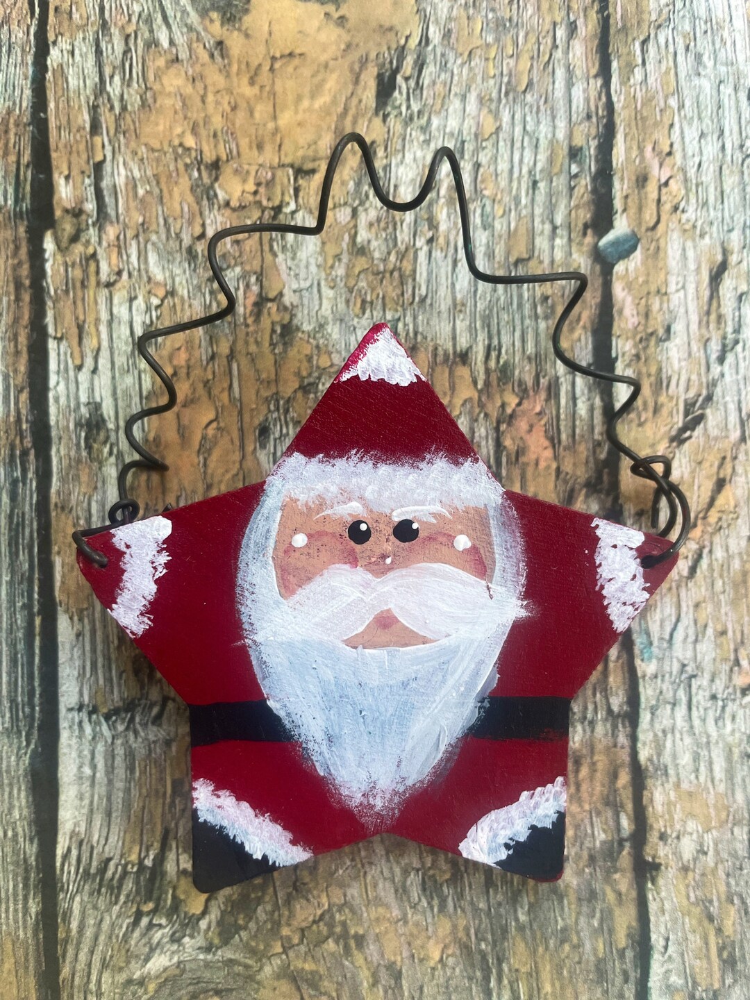Star Santa Wooden Christmas Ornament,primitive Santa Ornament ...