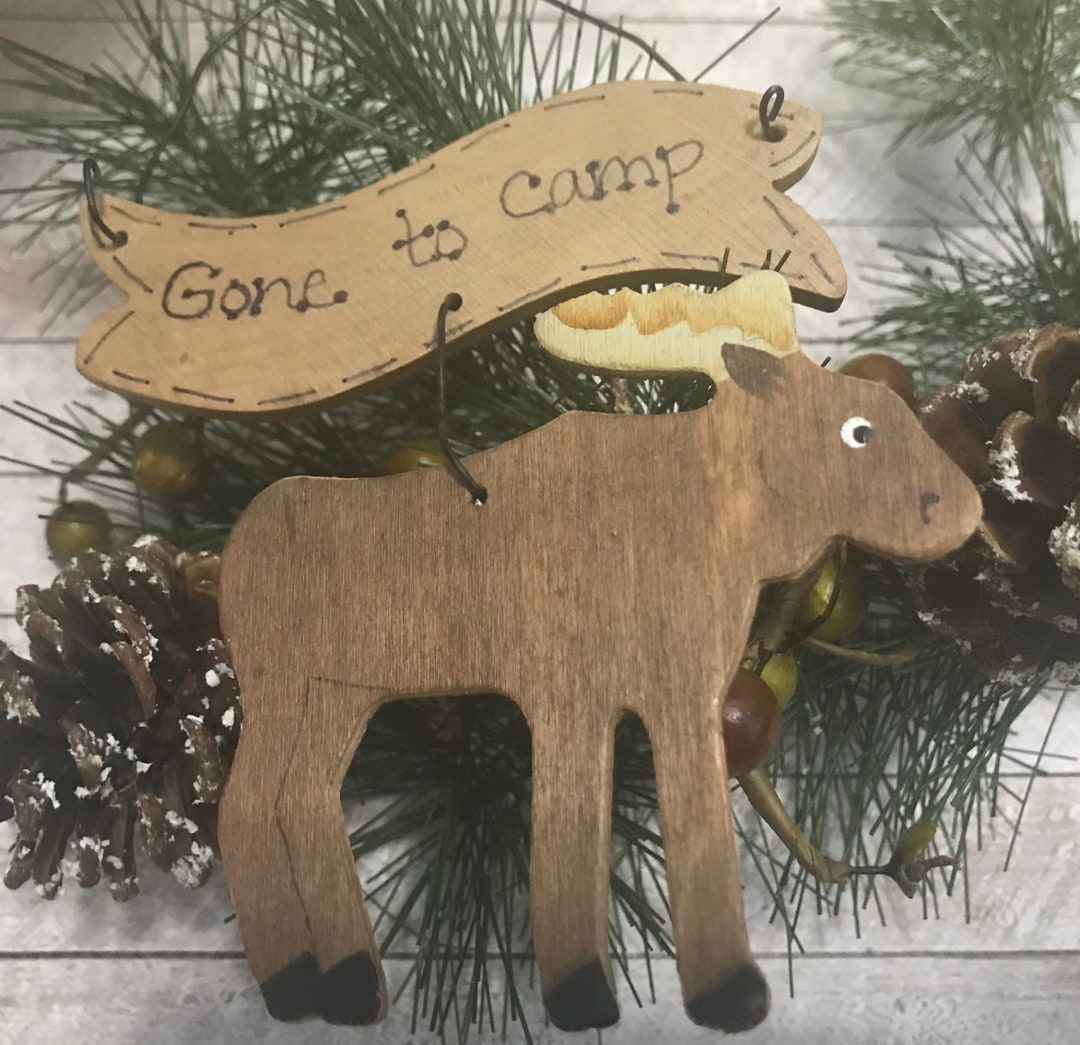 Wooden Moose Gone to Camp Mini Door Hanger Sign Moose - Etsy