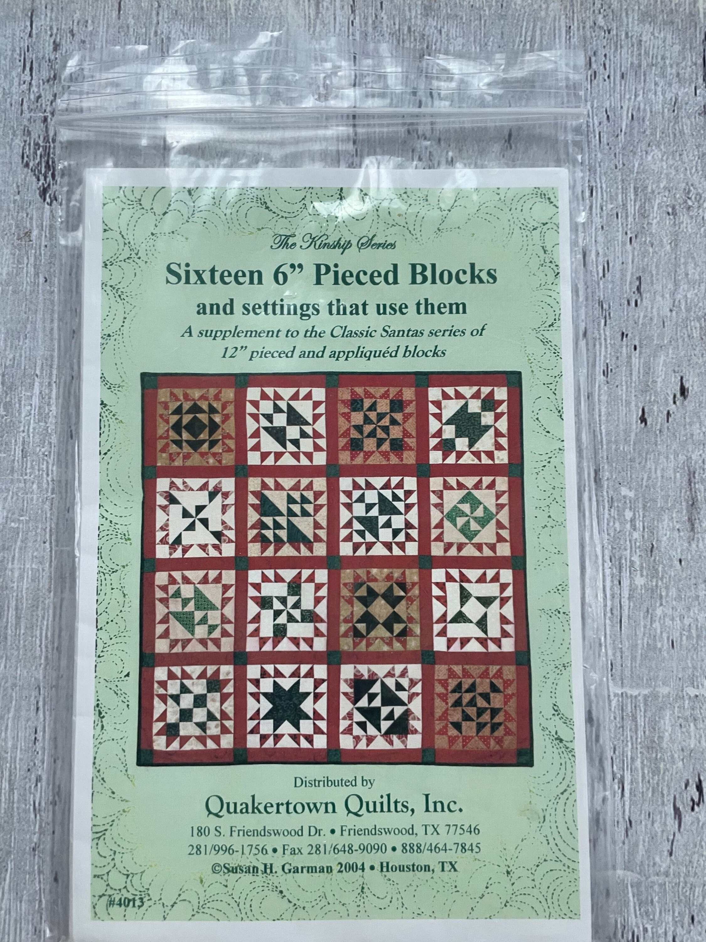 Susan H Garman Quilt PATTERN, the Kinship Series Sixteen Six Inch ...