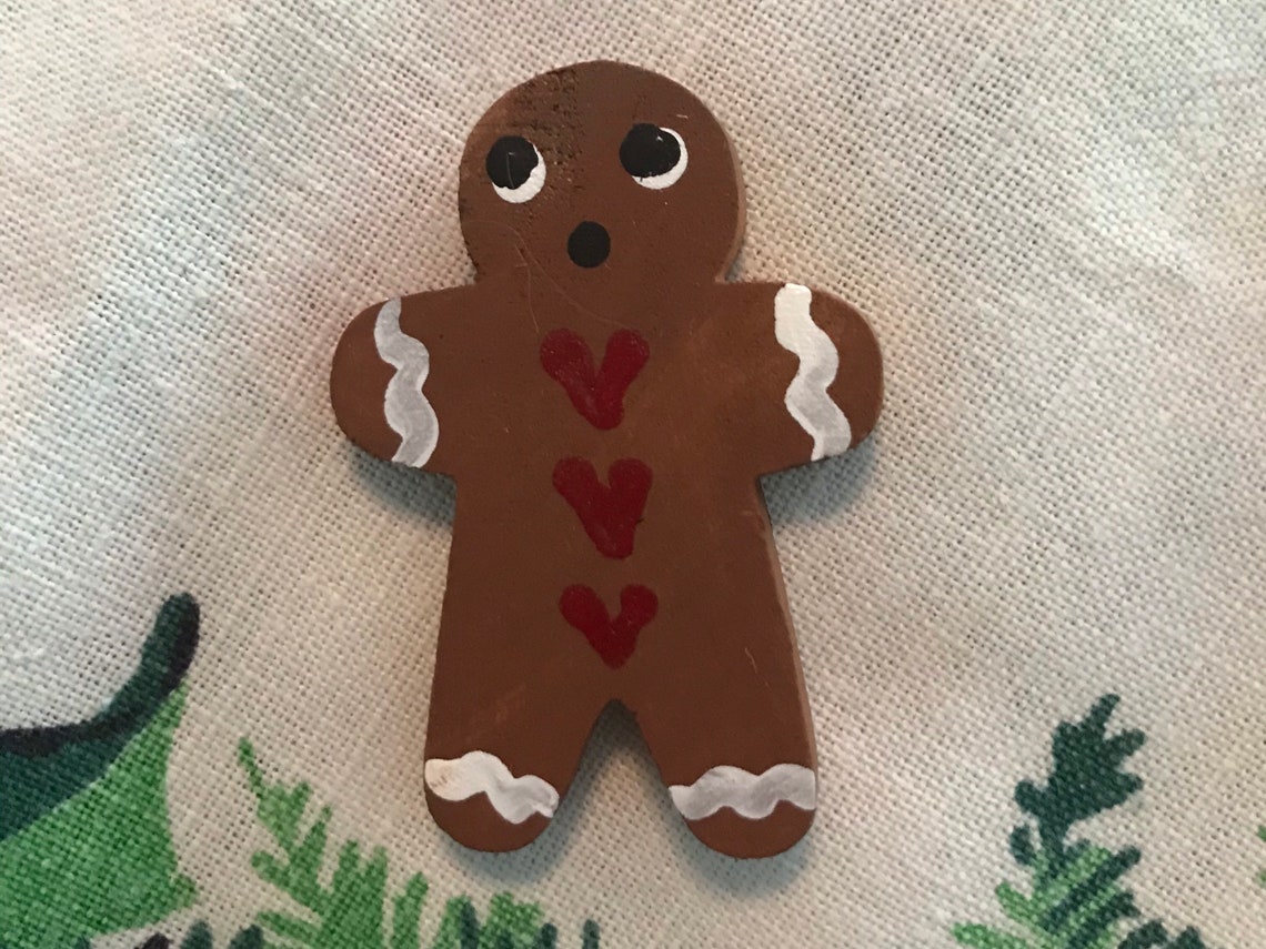 Wood Gingerbread Man Brooch Holiday Pin Christmas Brooch - Etsy